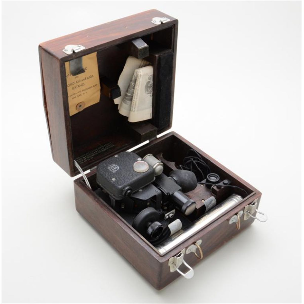 U.S. Air Force Fairchild A10A sextant in wood case, serial #27473 with ...