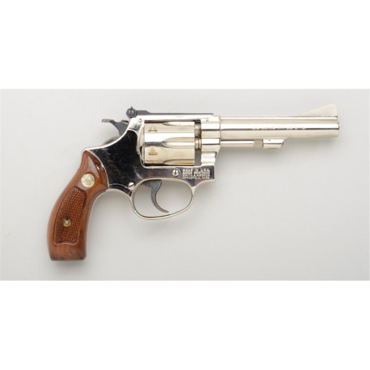 Smith & Wesson Model 34-1 DA revolver, .22LR, 4” barrel, nickel finish ...