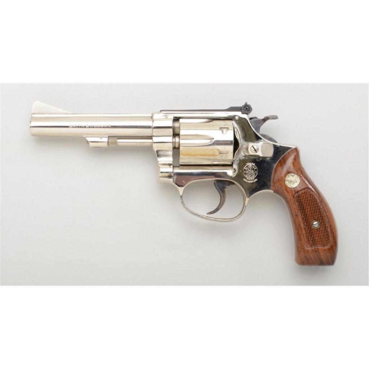 Smith & Wesson Model 34-1 DA revolver, .22LR, 4” barrel, nickel finish ...
