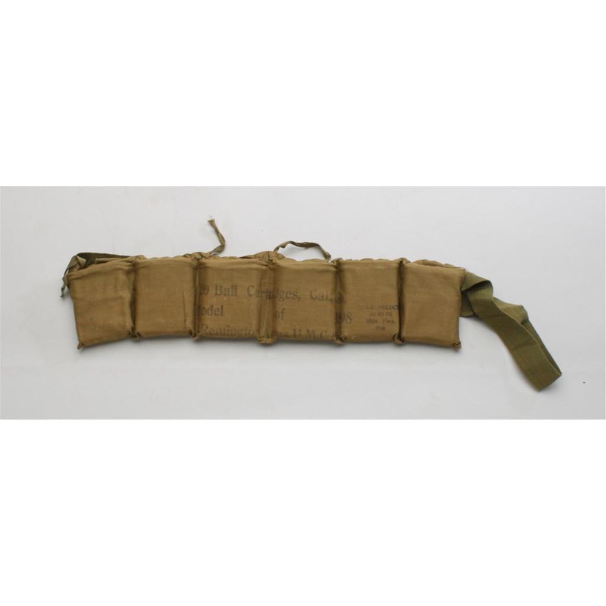 U.S. military bandolier with ammo (60 ball cartridges) for the Krag ...