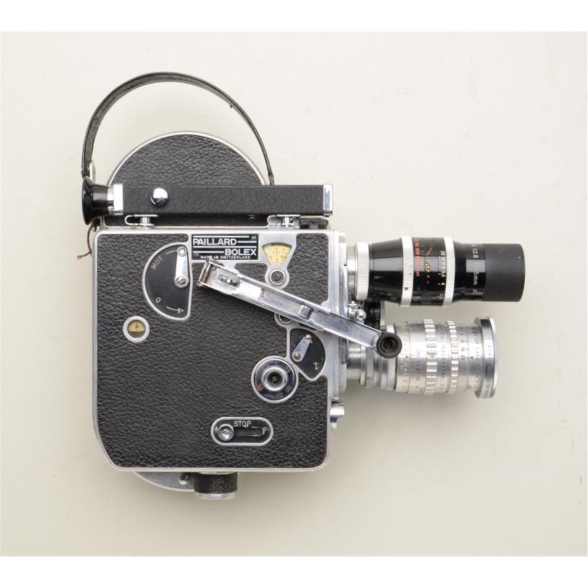 Bolex H-8 movie camera, C-mount, triple turret with 3 lenses (12.5mm/f1 ...