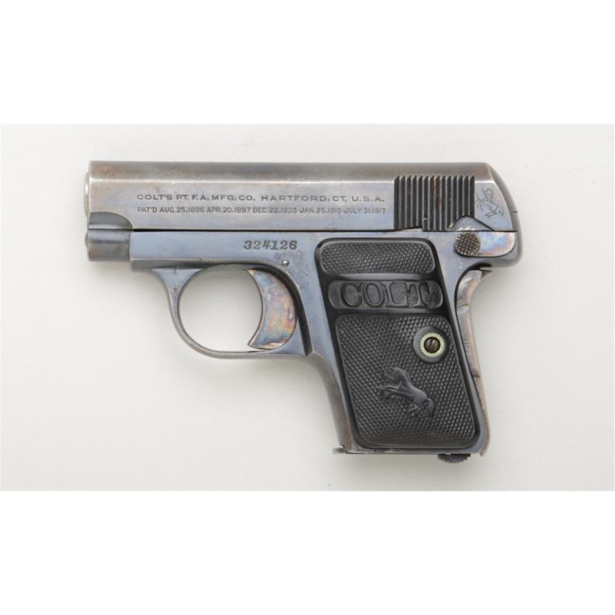 Colt Model 1908 semi-auto pocket pistol, .25 cal., 2” barrel, blue ...