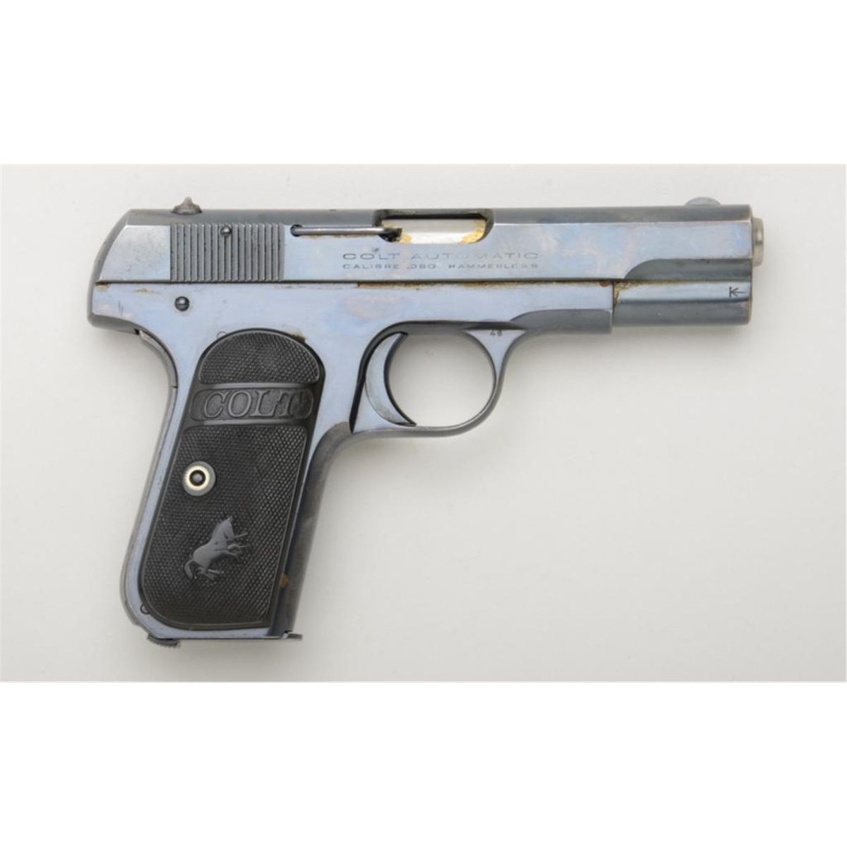 Colt Model 1908 semi-auto pistol, .380 cal., 4” barrel, blue finish ...