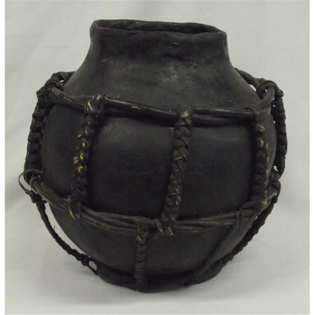 Large Philippine Clay Water Jug W/Bamboo