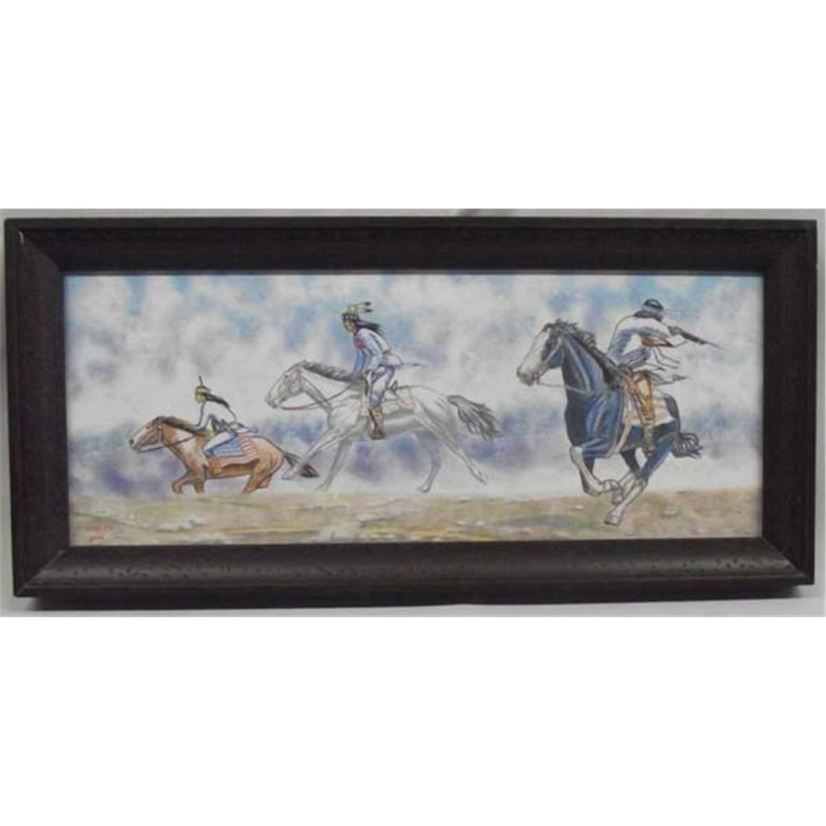 Framed Original Watercolor Navajo Artist R Hanley
