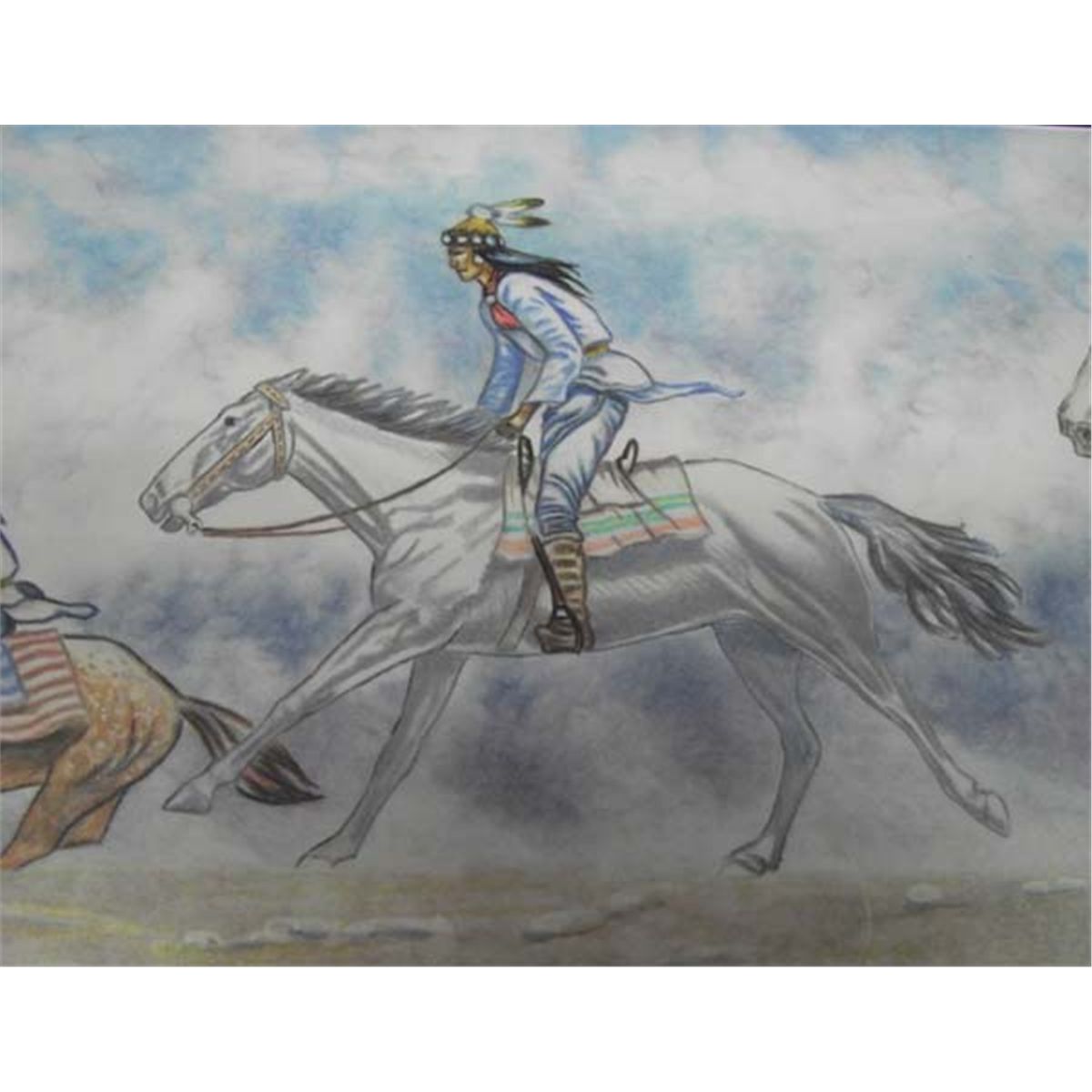 Framed Original Watercolor Navajo Artist R Hanley