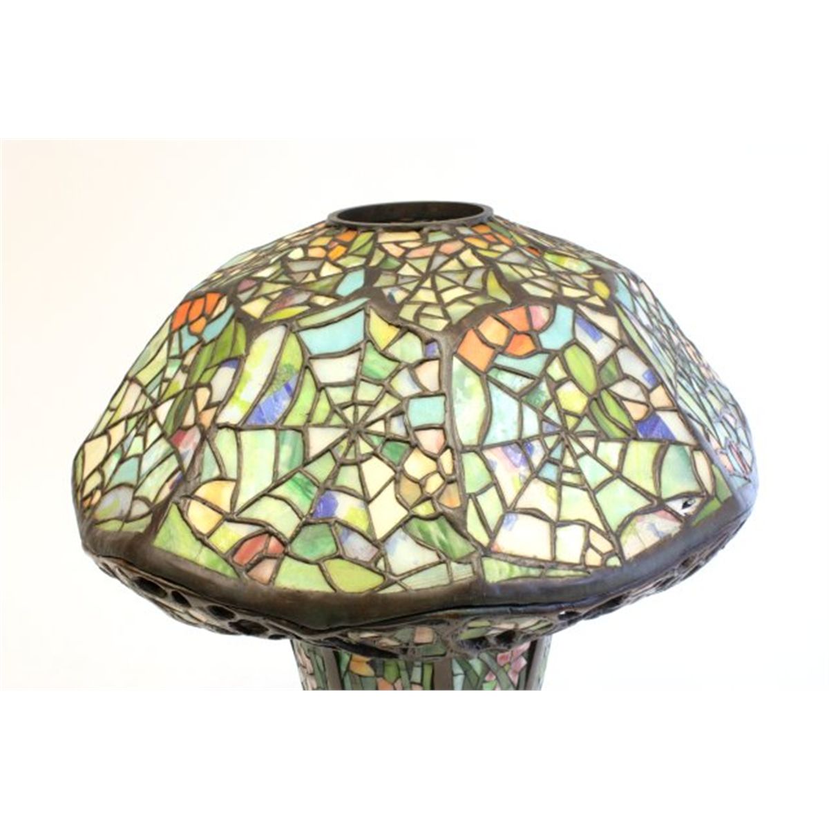Tiffany style multi color "Spider Web" table lamp