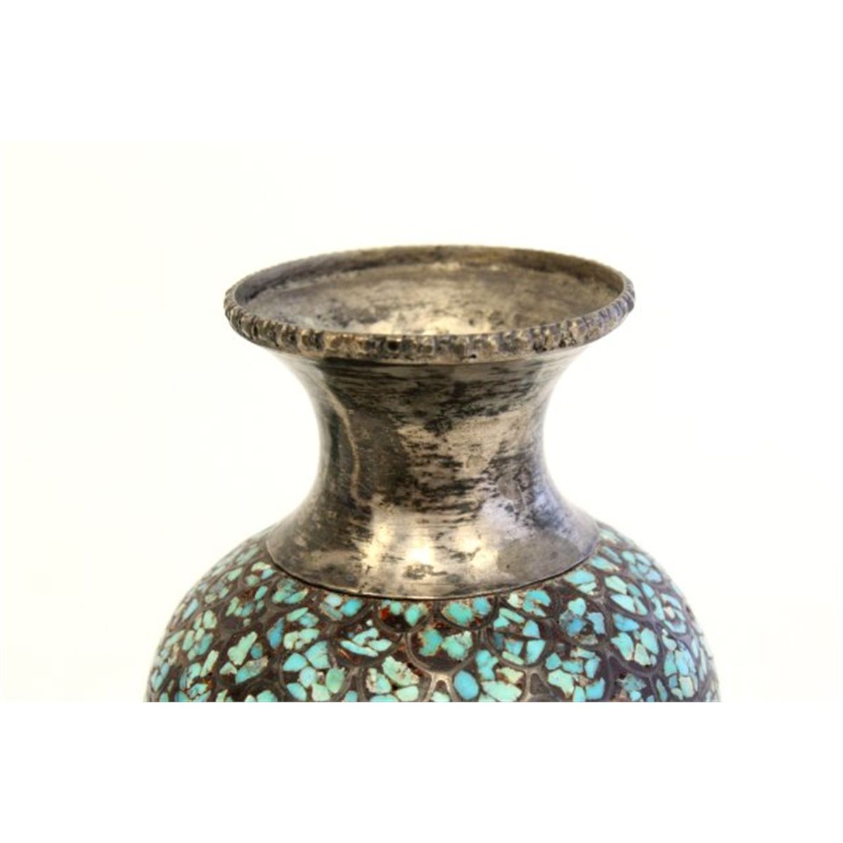 Pair silver & enamel Persian vases