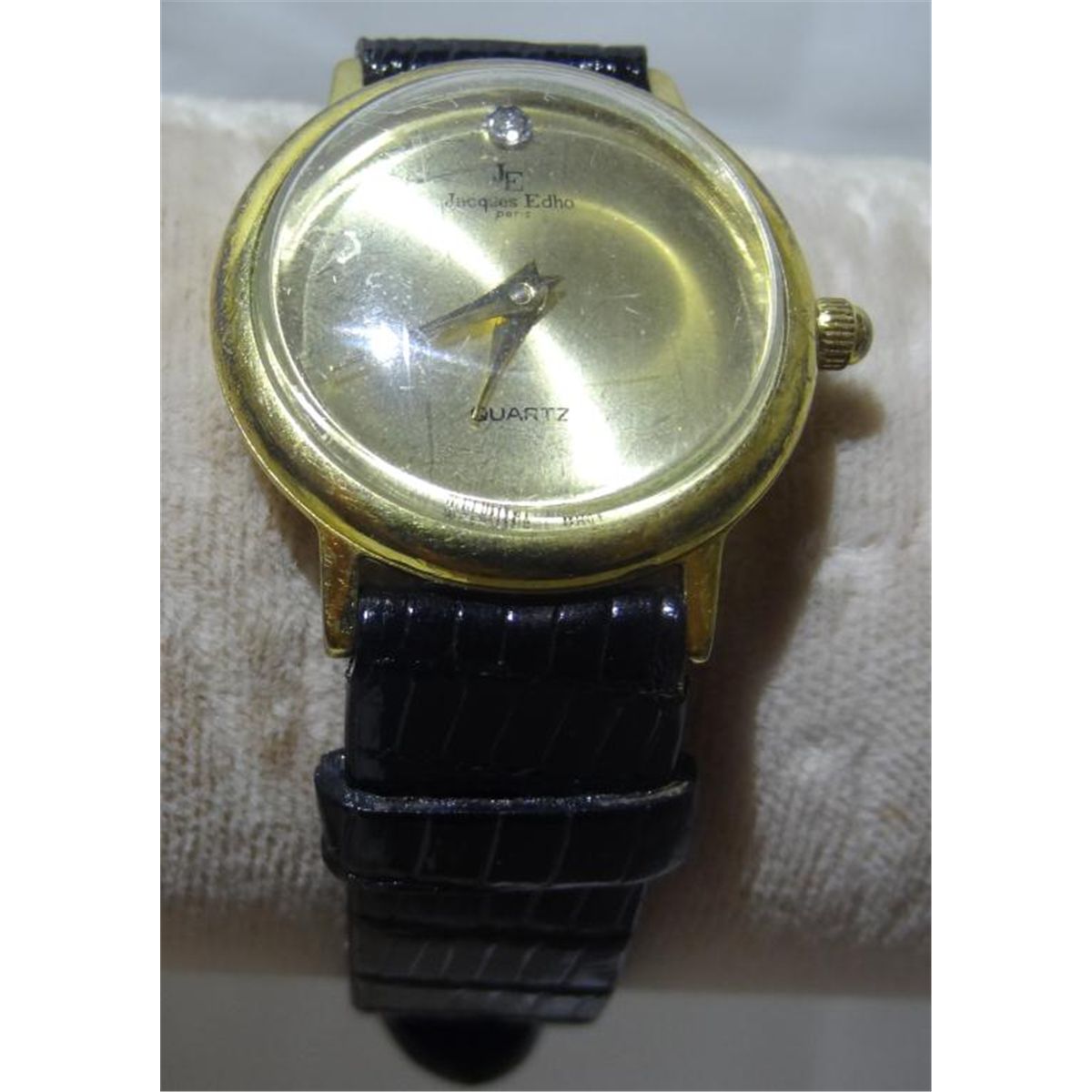 14K Jacques Edho Quartz Watch w/Leather Band