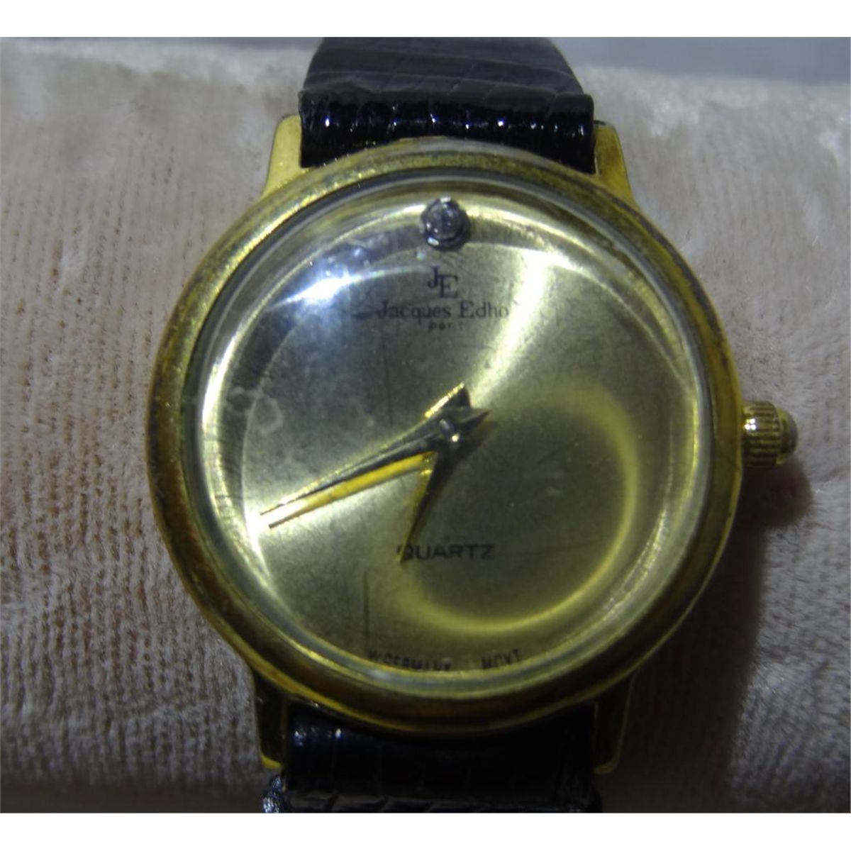 14K Jacques Edho Quartz Watch w/Leather Band
