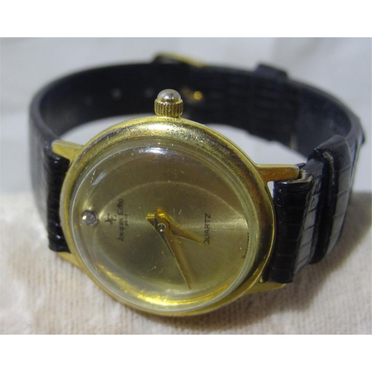 14K Jacques Edho Quartz Watch w/Leather Band