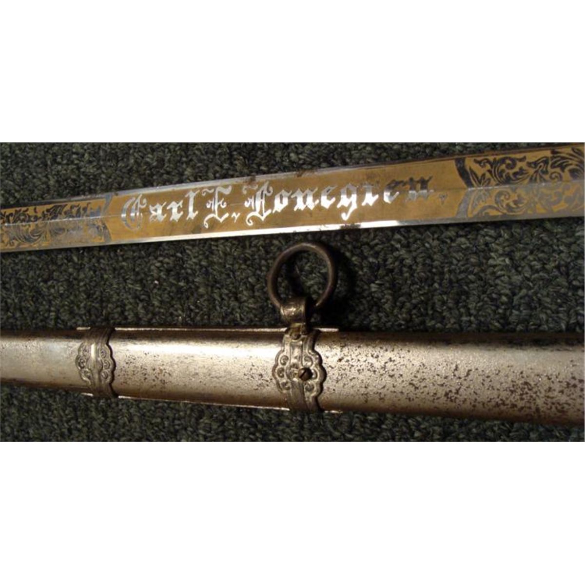 VINTAGE ELABORATE KNIGHTS TEMPLAR SWORD DOUBLE ENGRAVED