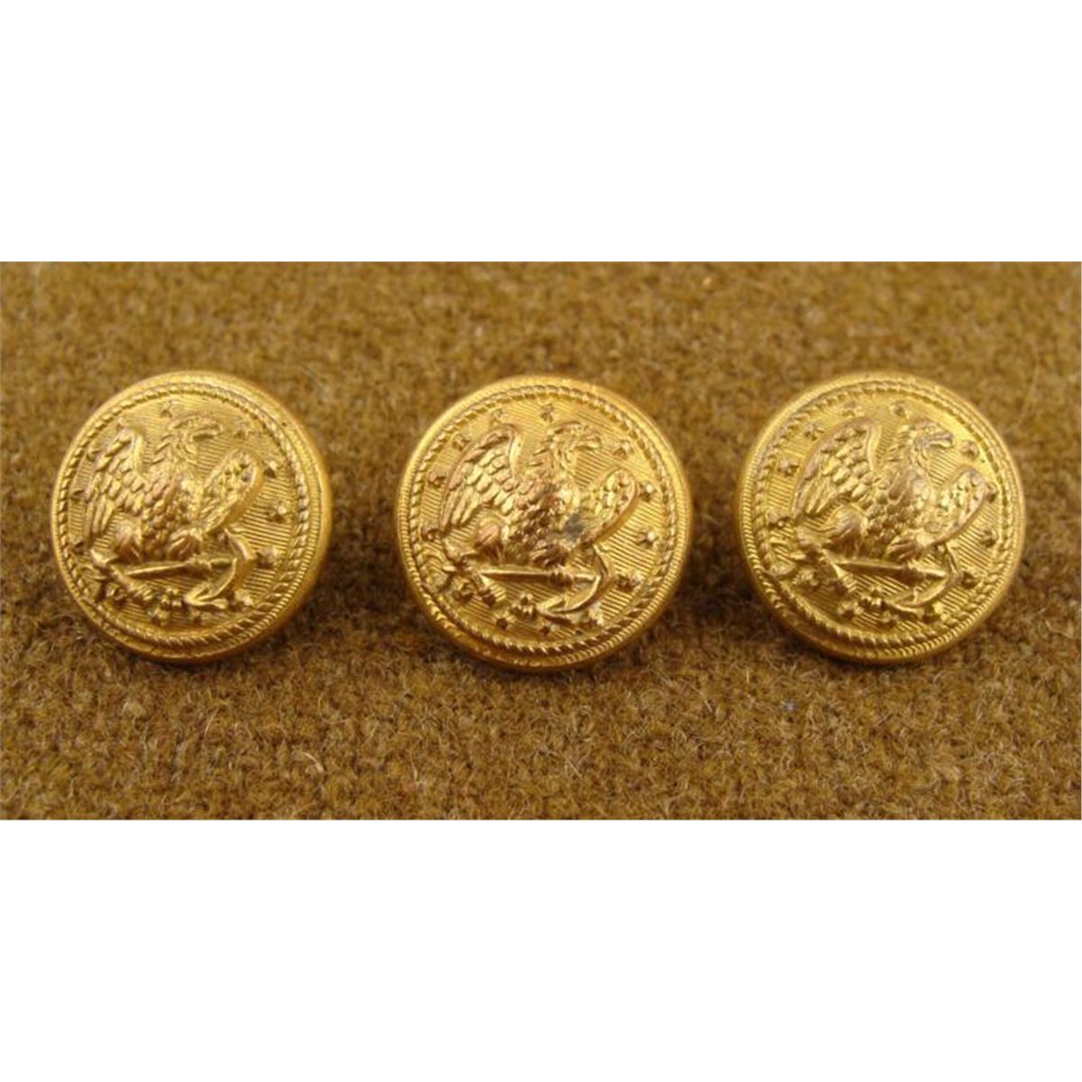 3 Civil War Naval Original Gilt Buttons D. Evans