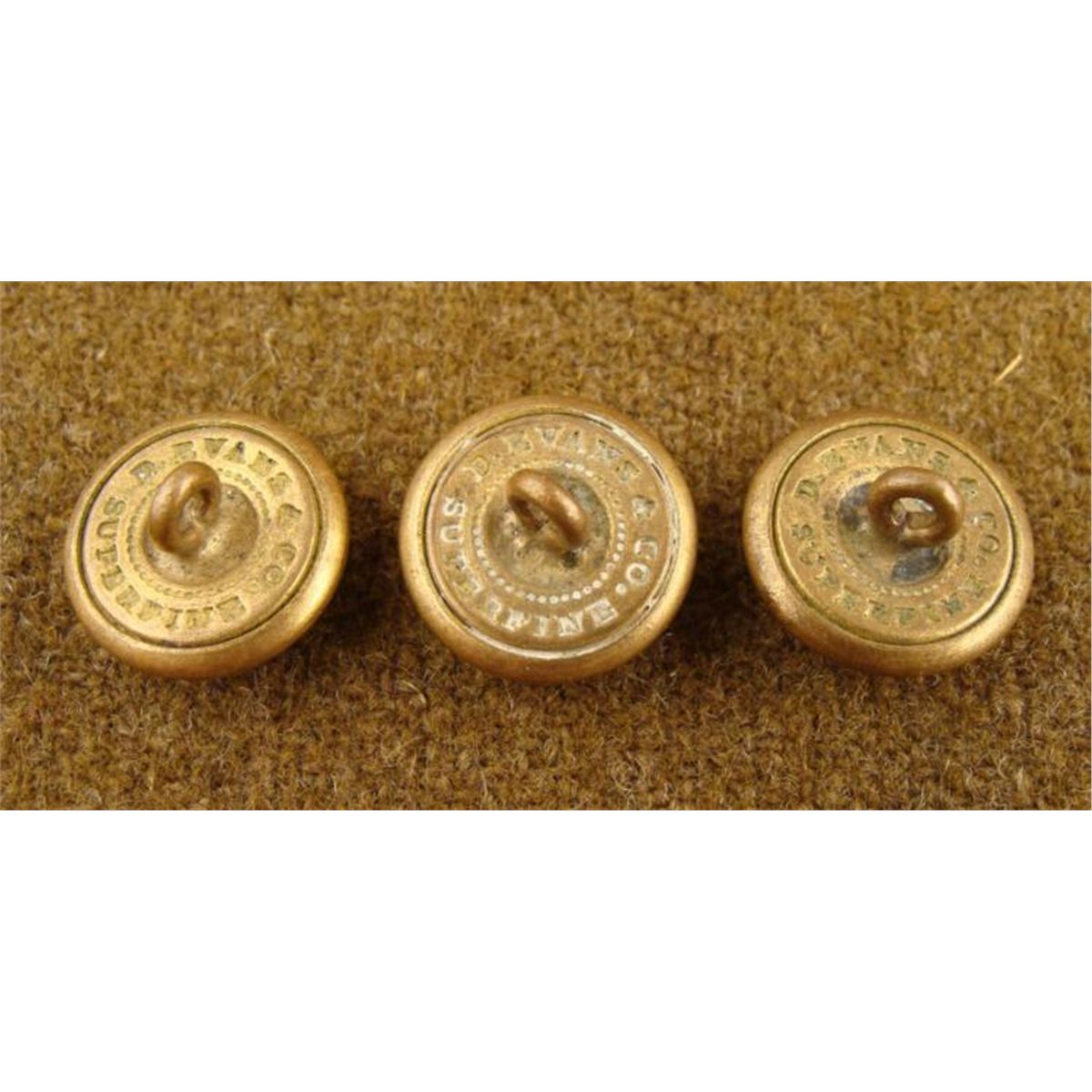 3 Civil War Naval Original Gilt Buttons D. Evans