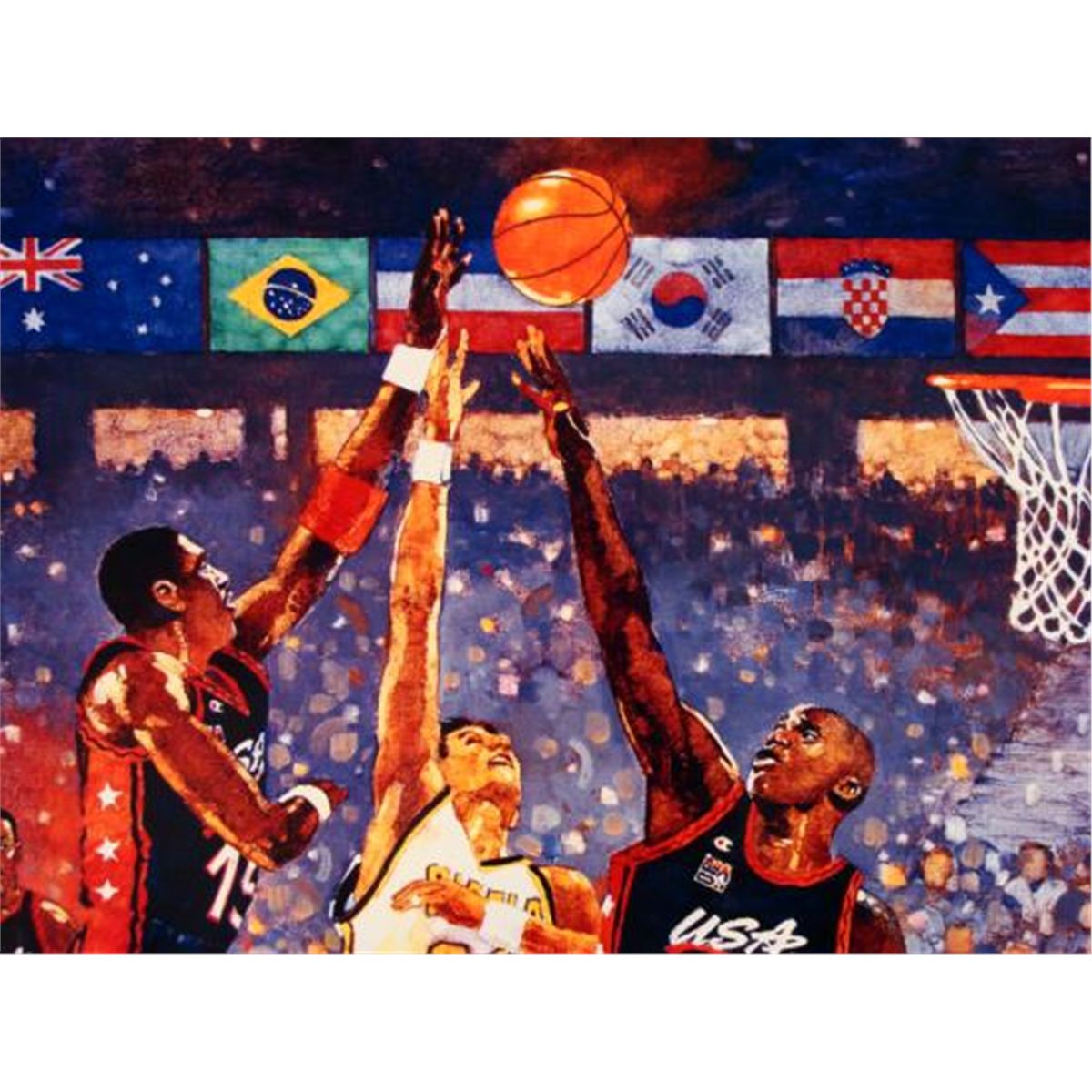 1996 Olympics Bart Forbes DREAM TEAM Basketball Poster