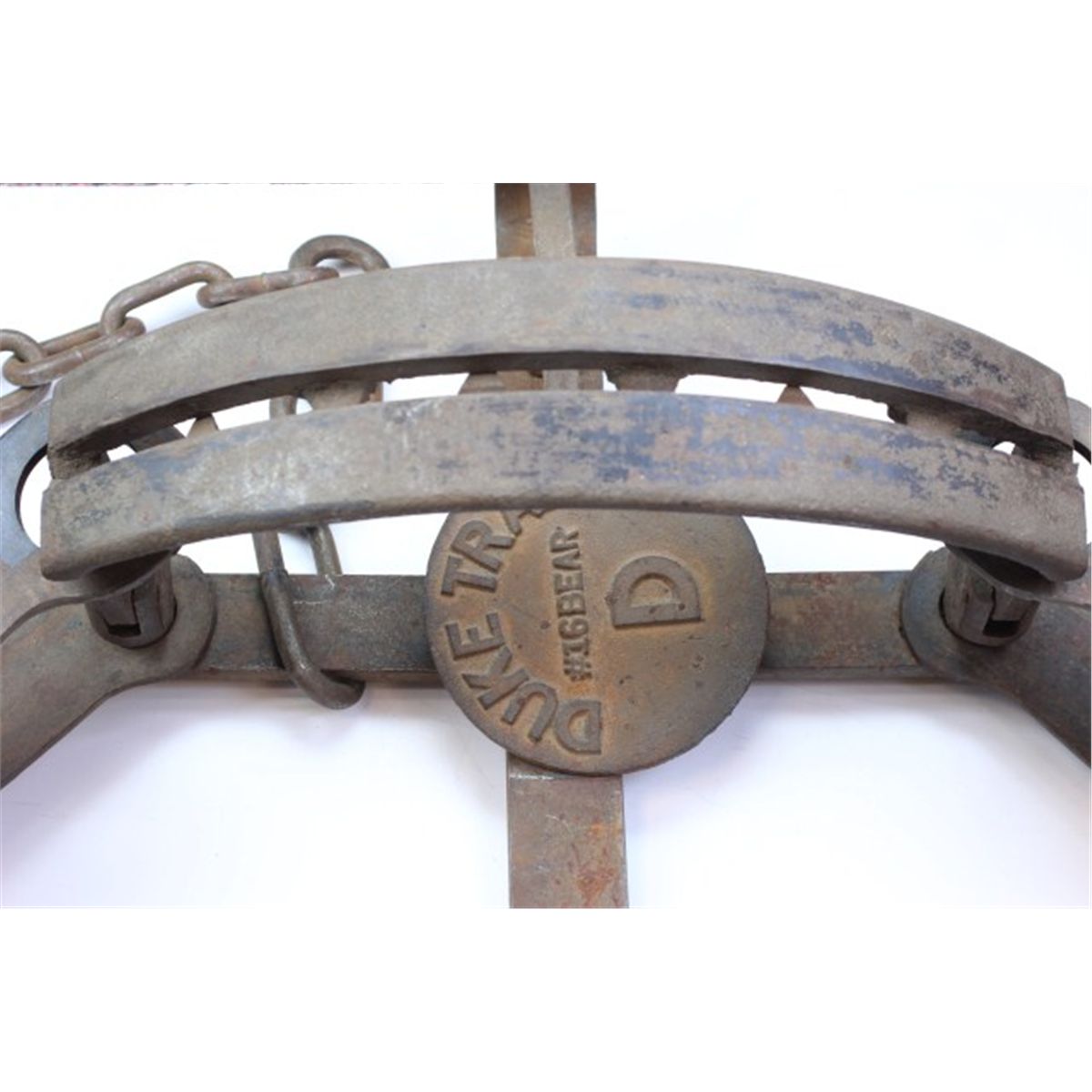 #16 Bear Trap the pan marked Duke Trap D with original chain.