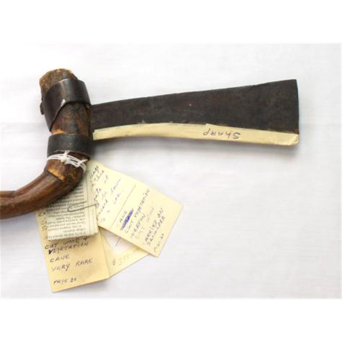Vietnamese wood handled machete 43" overall, original displayed in a ...