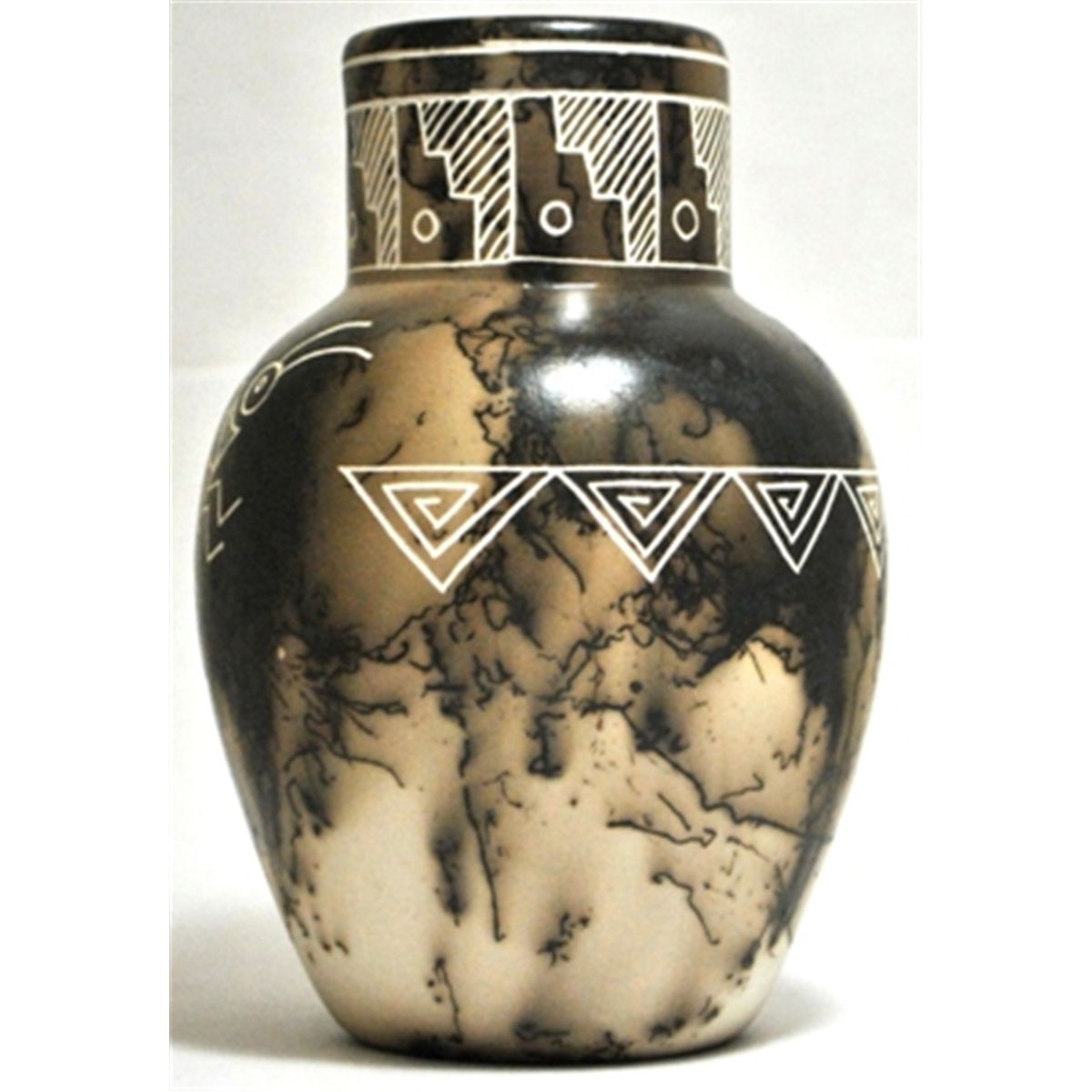 Acoma Pueblo Butterfly Etched Horsehair Pottery - Gary Yellow Corn Louis