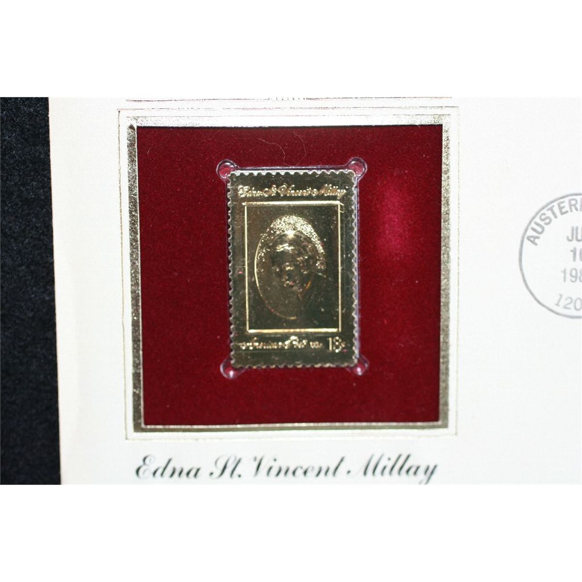 1981 First Day Issue Gold Replica Stamp w/stamps, Edna St. Vincent ...