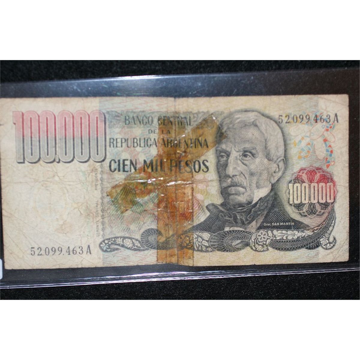 Republica Argentina 100,000 Cien Mil Pesos Foreign Bank Note