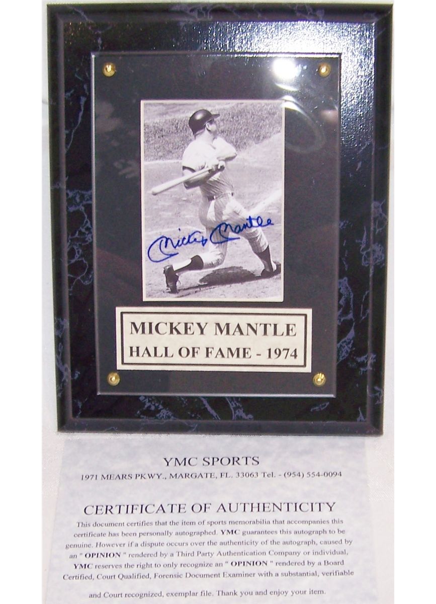 Mickey Mantle Signed Plaque.
