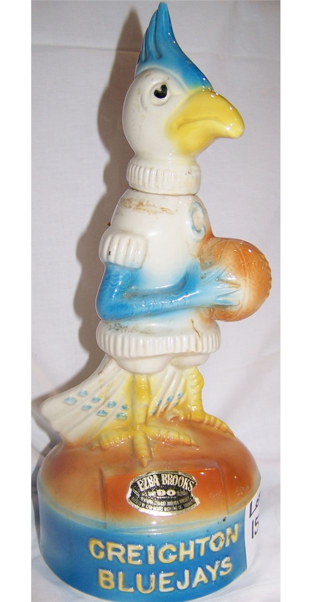 Creighton Bluejays 1975 Ezra Brooks Heritage China Liquor Bottle 185