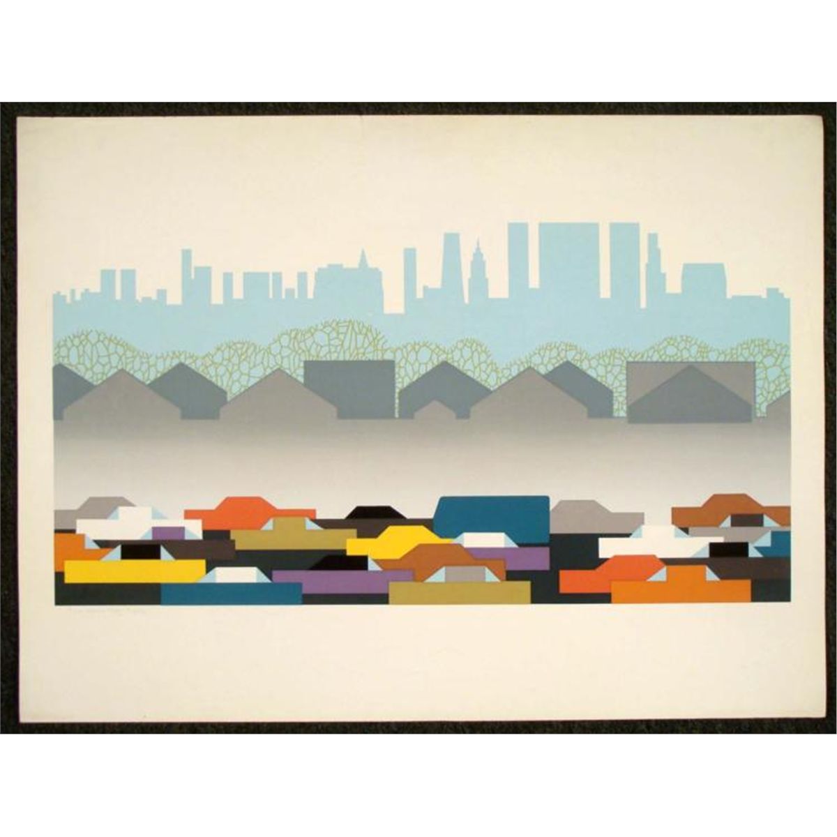 Steve Horan Signed Urban Landscape Art Print City 1976