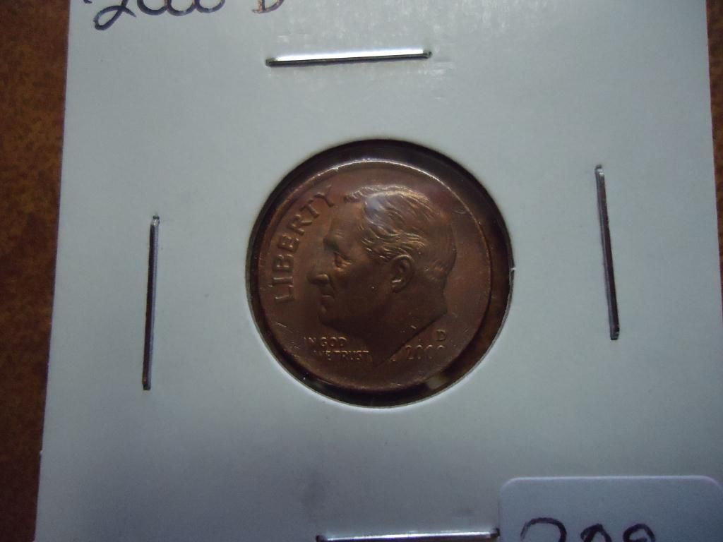 ERROR 2000-D ROOSEVELT DIME MISSING CLAD LAYER