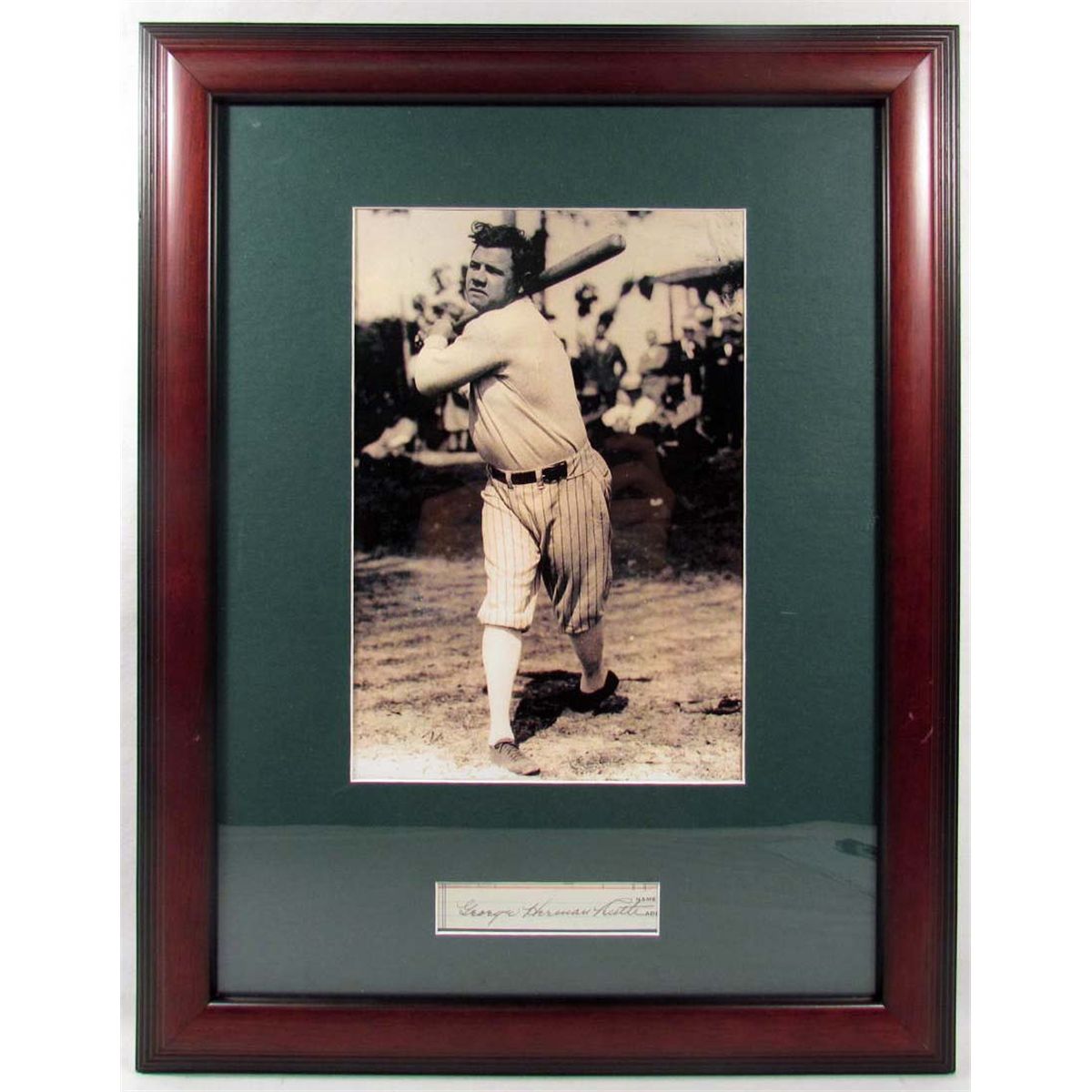 BABE RUTH CUT SIGNATURE W/ PHOTO - FRAMED W/ COA