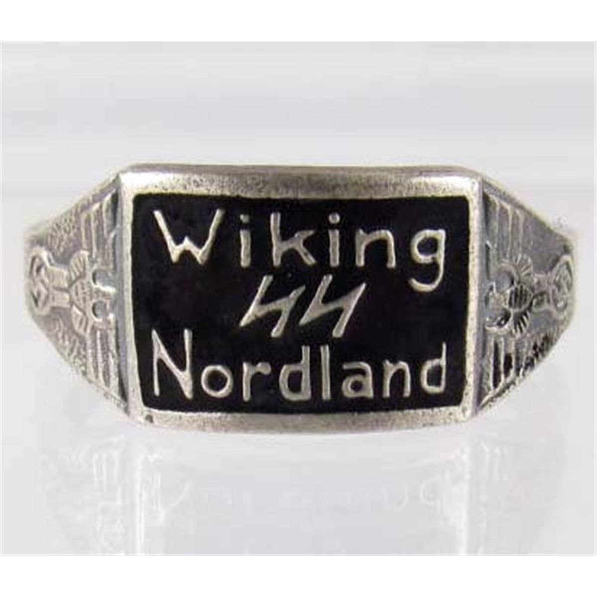 STERLING SILVER GERMAN NAZI SS WIKING NORDLAND ENAMELED RING