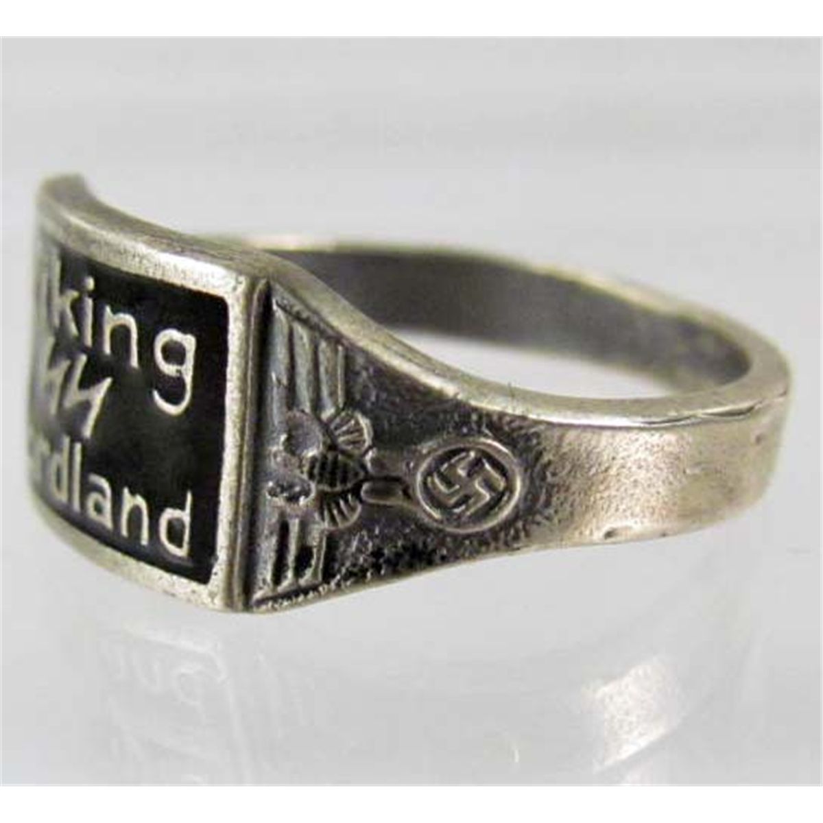 STERLING SILVER GERMAN NAZI SS WIKING NORDLAND ENAMELED RING