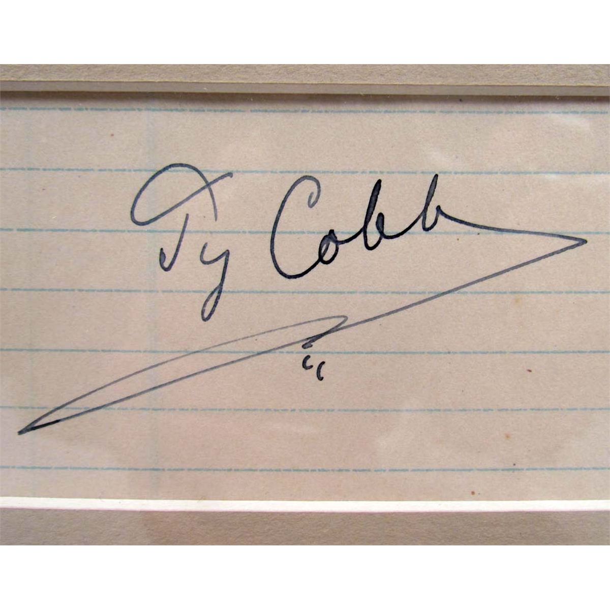 TY COBB CUT SIGNATURE W/ PHOTO - FRAMED - W/ COA