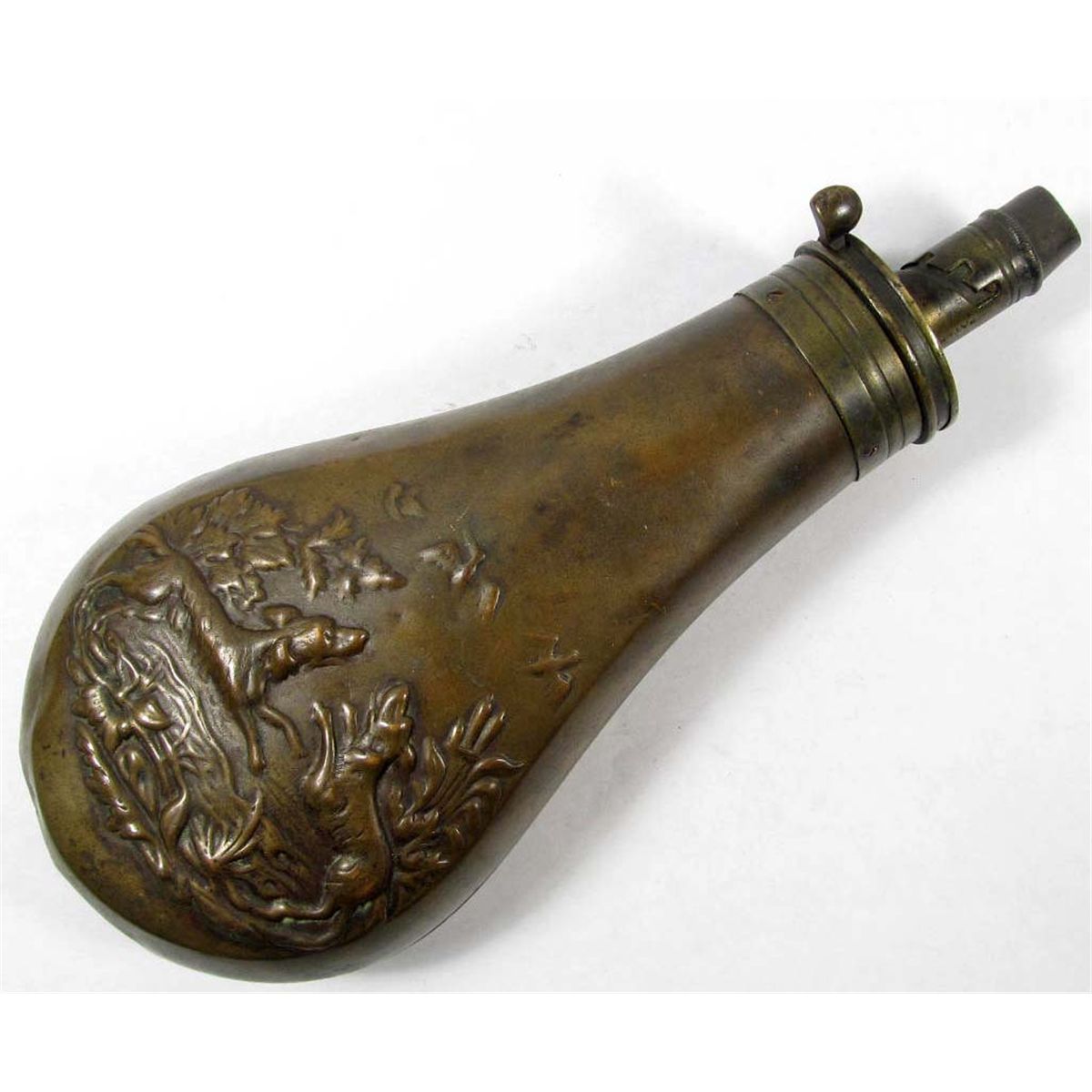 OLD WEST RIFLE GUN POWDER HUNTERS ANTIQUE FLASK