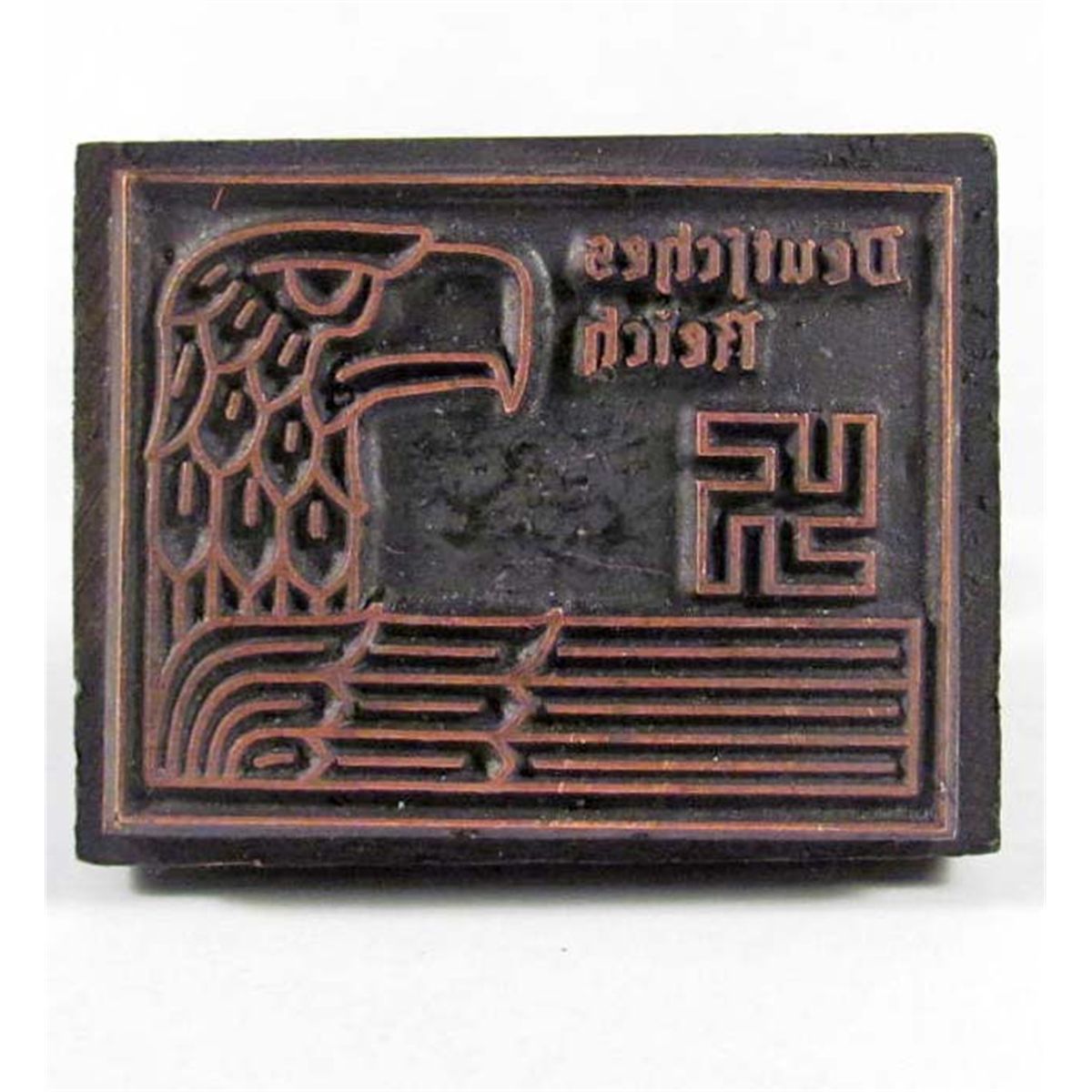 GERMAN NAZI WAX SEAL / RUBBER STAMP W/ WOOD HANDLE