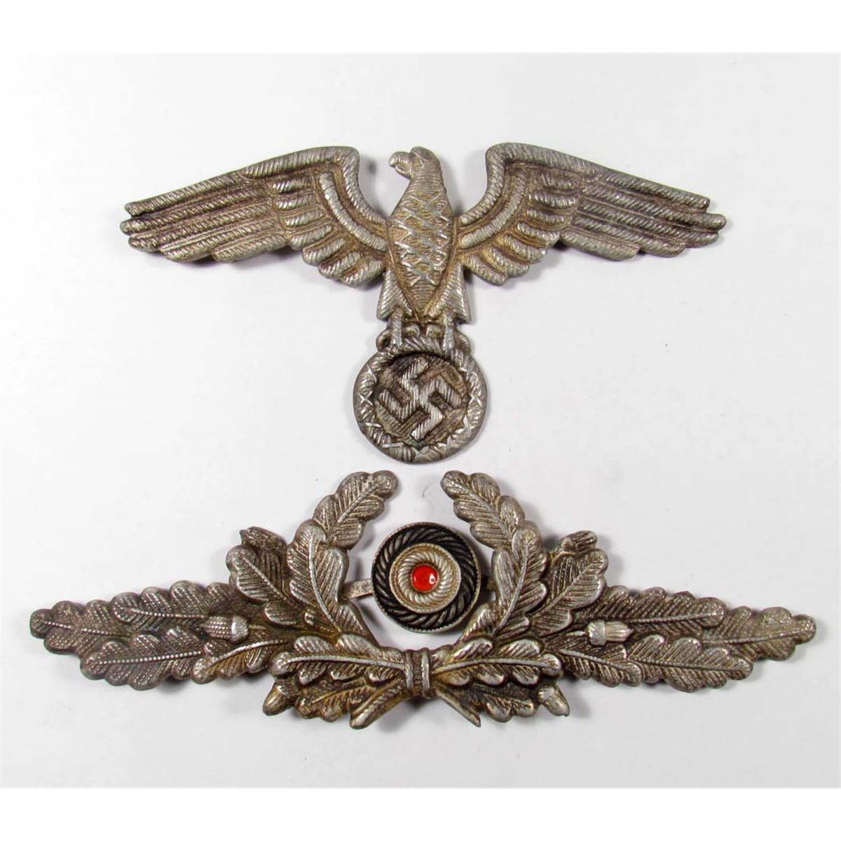 SET OF 2 GERMAN NAZI CAP BADGES