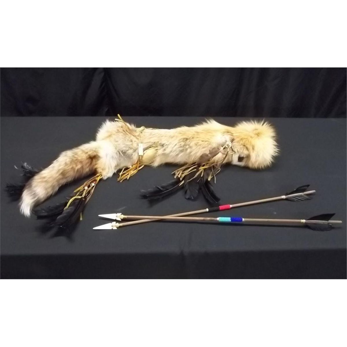 Fox Pelt Arrow Quiver & 2 Beaded Arrows
