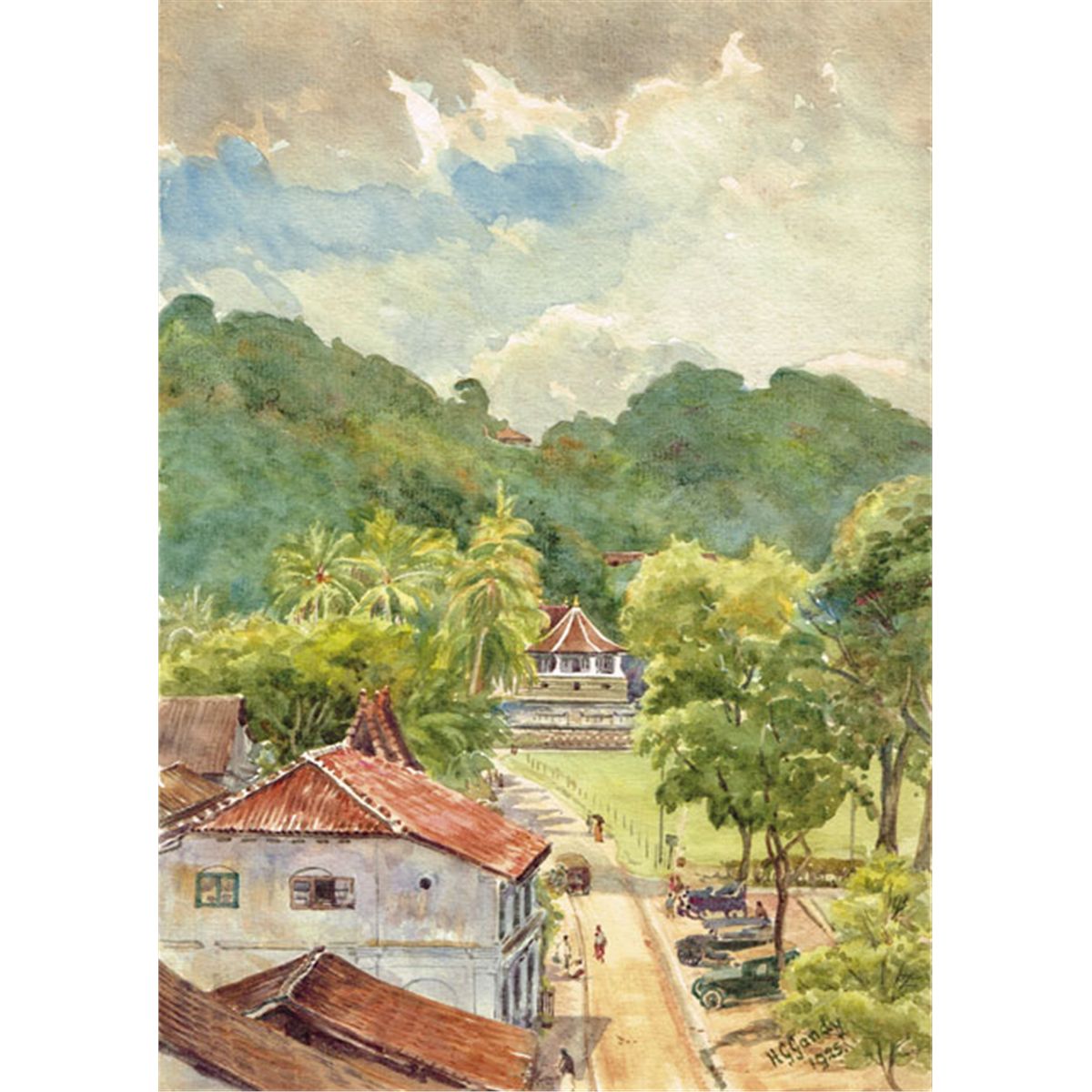 Henry George Gandy - TEMPLE OF THE TOOTH, KANDY, FROM A ROOM WINDOW IN ...