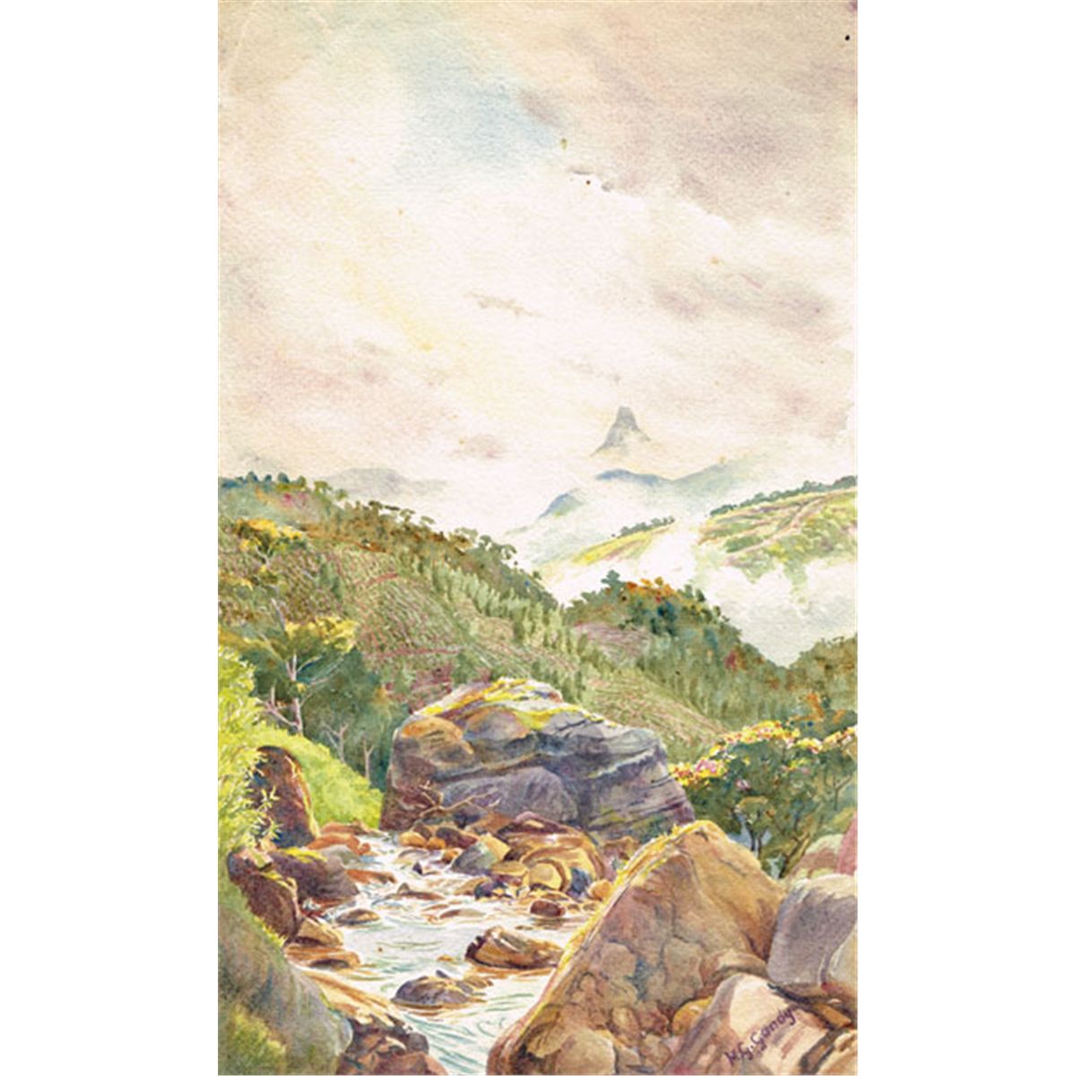 Henry George Gandy - ADAM'S PEAK CEYLON (SRI LANKA) FROM YARTMORE ESTATE