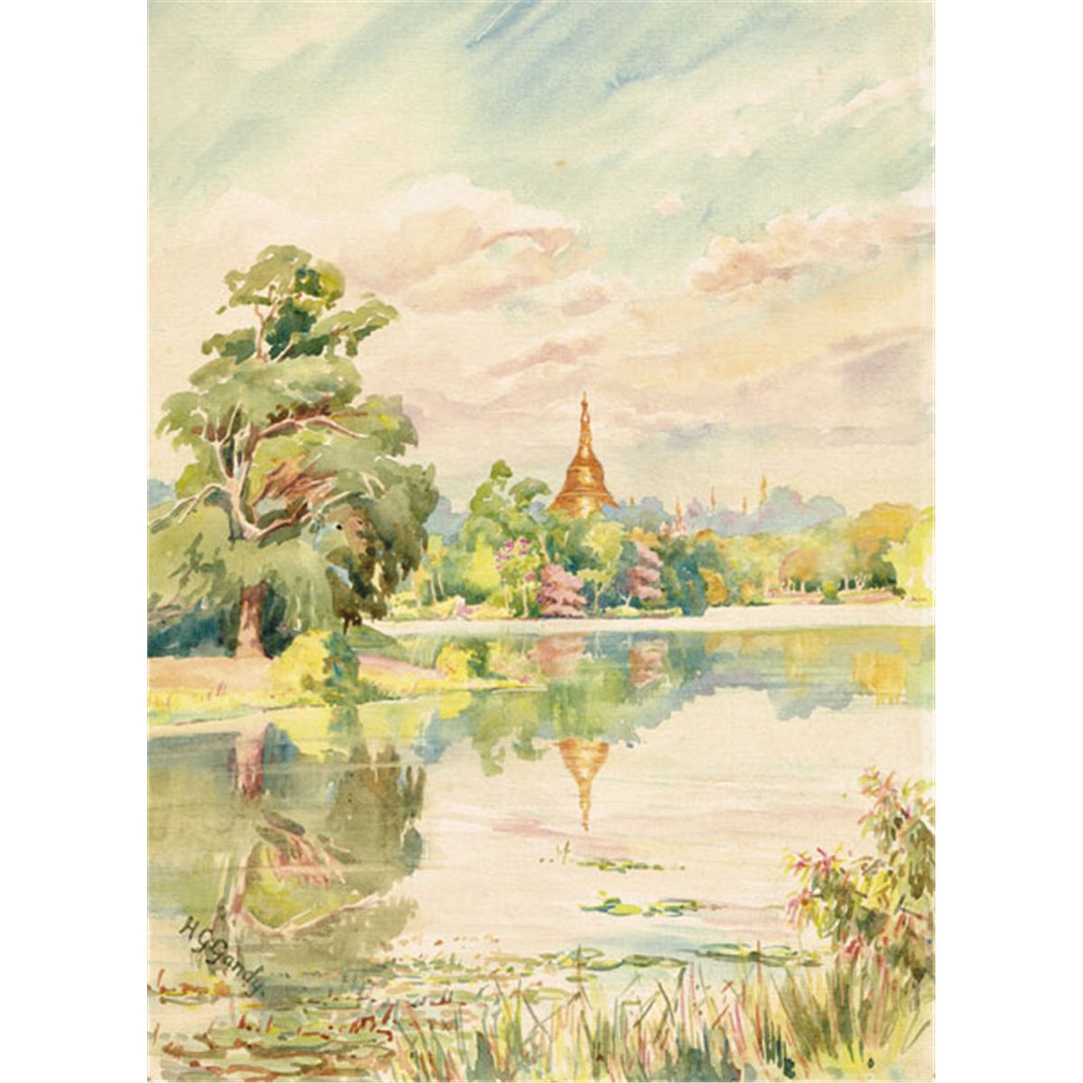 Henry George Gandy - VIEW OF SHIVE DAGOR PAGODA FROM POINT NEAR THE ...