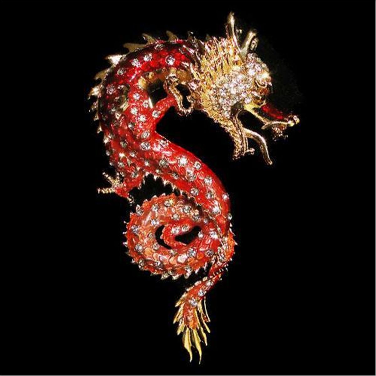Swarovski Crystal Chinese Dragon Brooch Pin
