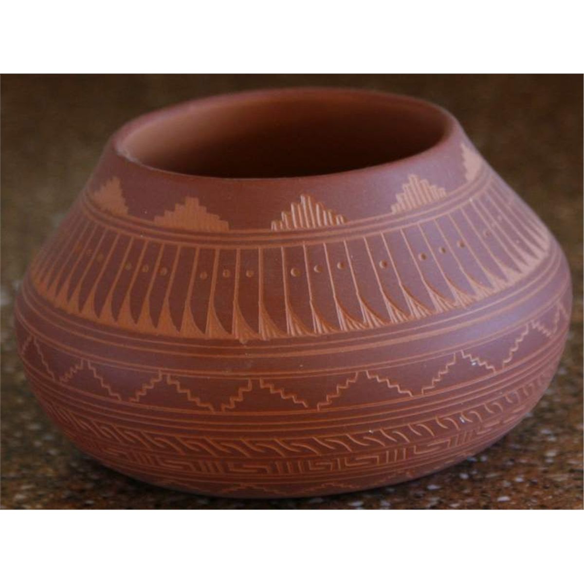 Native American Pottery, etched Signed: Carol and David Willie. Navajo