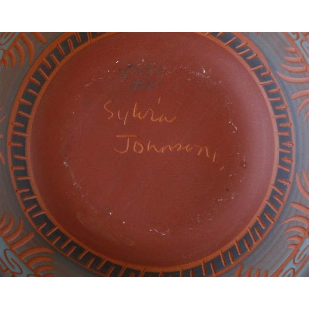 Native American Pottery, etched Signed: Sylvia Johnson