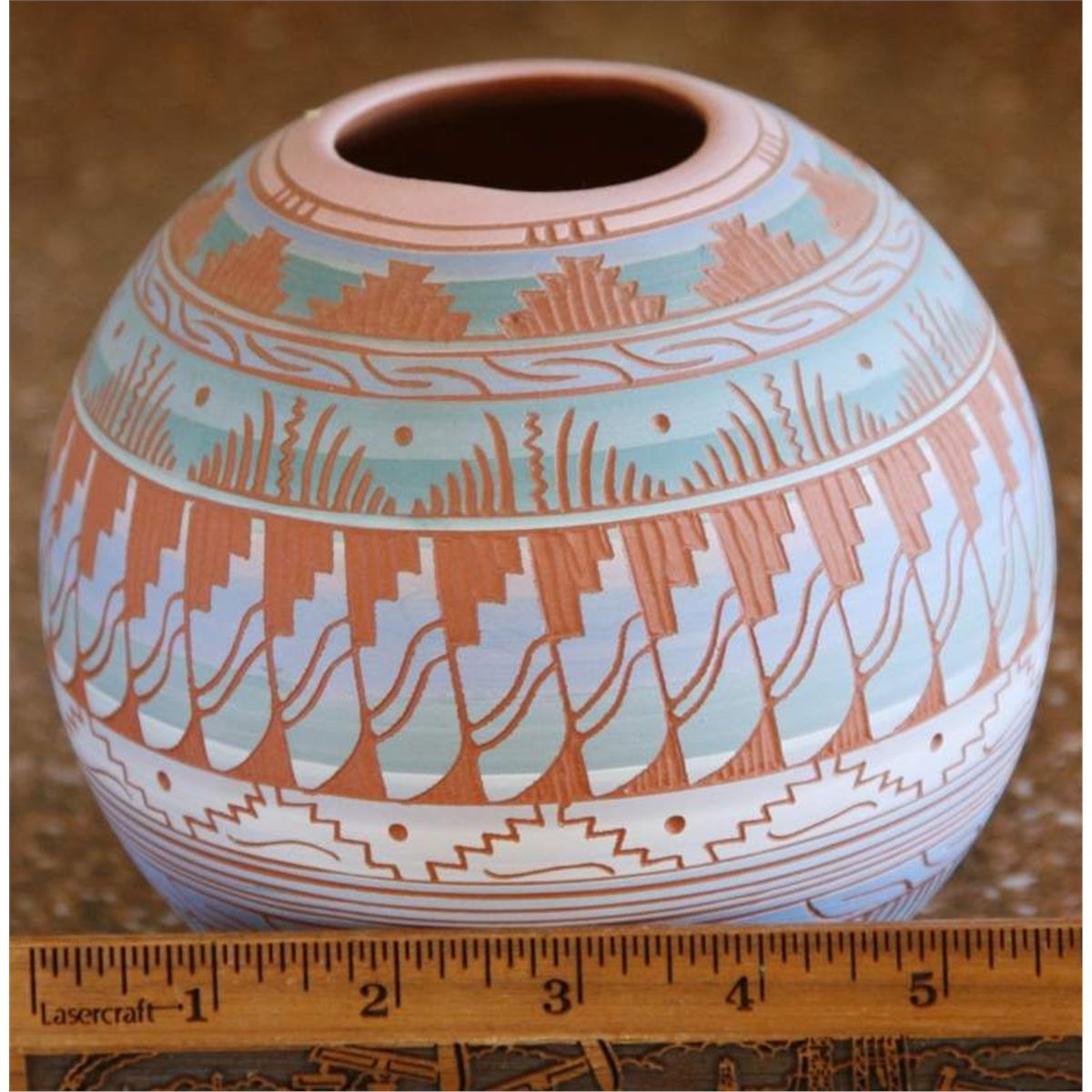 Native American Pottery, etched Signed: Carol and David Willie. Navajo