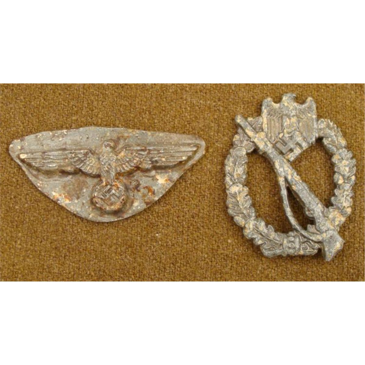 2 Nazi Repro Badges Eagle and Swastika, Rifle
