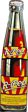 "R-PEP" Cola Bottle Shaped Embossed Tin Sign