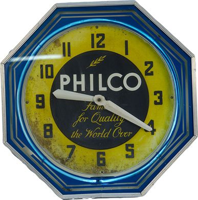 Vintage Philco Neon Clock "Famous For Quality The World