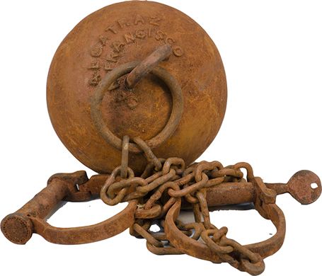 Early Cast-Iron Ball & Chain w/ Key