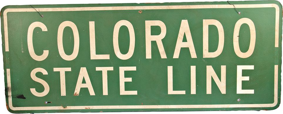 "Colorado State Line" Wooden Movie Prop Sign