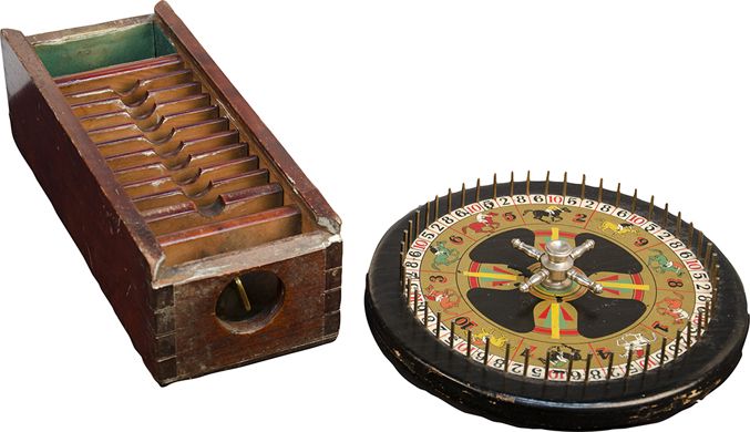 Lot Of 2 Wooden Gambling Items: