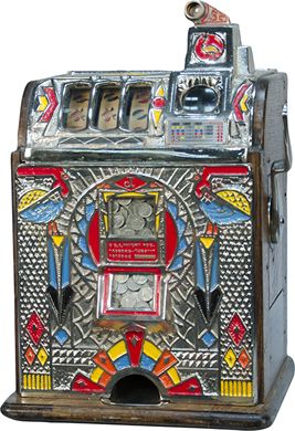 5 Cent O.D. Jennings Victoria "Peacock" Slot Machine c1